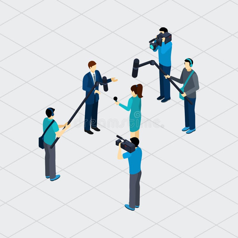 Bandeira De Profession Teamwork Isometric Do Journalista Ilustração do ...