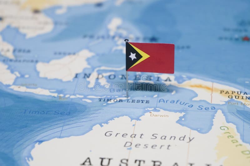 A Bandeira De Timor-leste No Mapa Do Mundo Imagem de Stock - Imagem de ...