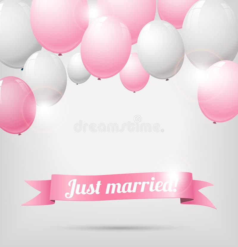 Faixa De Casamento Com Balões Rosa E Brancos Ilustração do Vetor ...