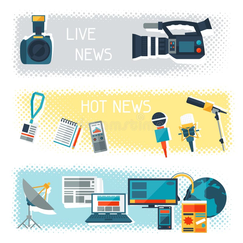 Bandeiras Com ícones Do Jornalismo Ilustração do Vetor - Ilustração de ...