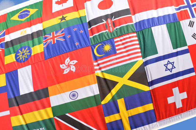 Colagem De Todas As Bandeiras Do Mundo Colagem Da Tela Que Mostra