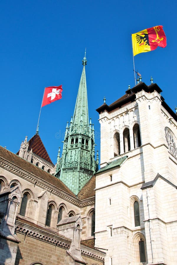 Bandeiras sobre Genebra foto de stock. Imagem de bandeiras - 26518906