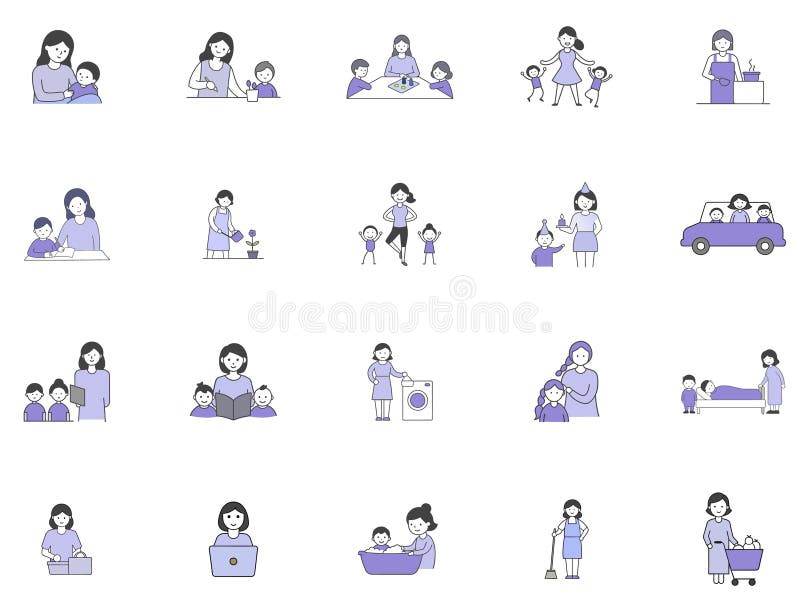 20 Bandel a Mother S daily Activities Set Stock Vector - Illustration ...