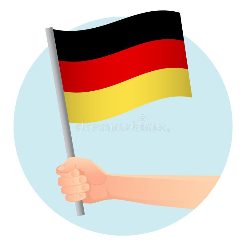 Bandera alemana en mano stock de ilustración. Ilustración de ...