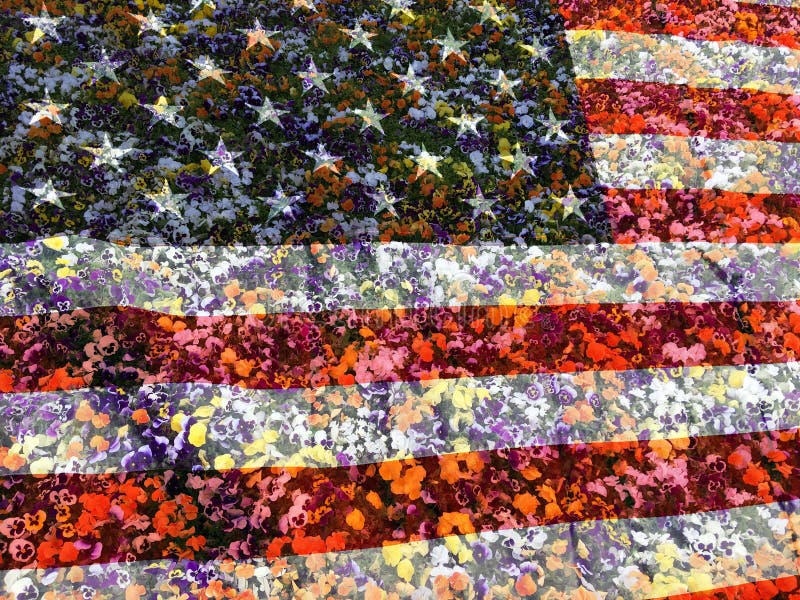 Bandera americana y flores foto de archivo. Imagen de fondo - 93903972