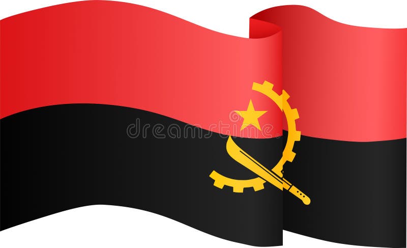 Bandera Angola Ondeando Sobre Fondo Blanco Ilustración del Vector ...