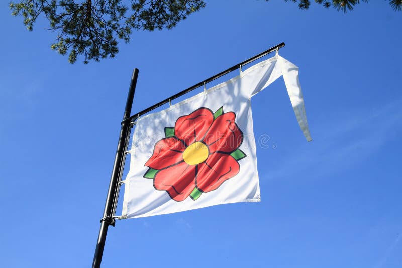 Bandera Blanca Con La Rosa Del Rojo Imagen de archivo - Imagen de ...