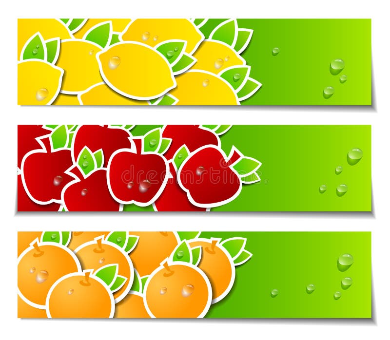 Bandera Con Las Frutas Frescas Ilustración del Vector - Ilustración de ...