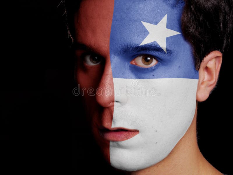 Fan Emocionada Del Chile En Animar De La Pintura De La Cara Foto de ...