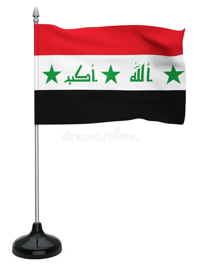 Bandera De Iraq Con La Asta De Bandera Stock de ilustración ...