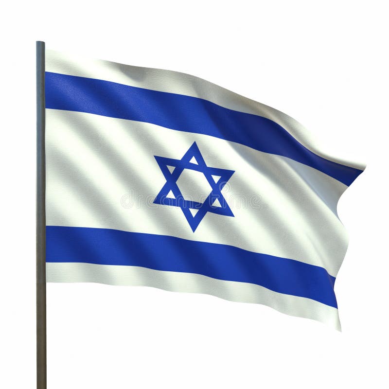 Bandera De Israel Sobre Fondo Blanco 3drendering Stock de ilustración ...