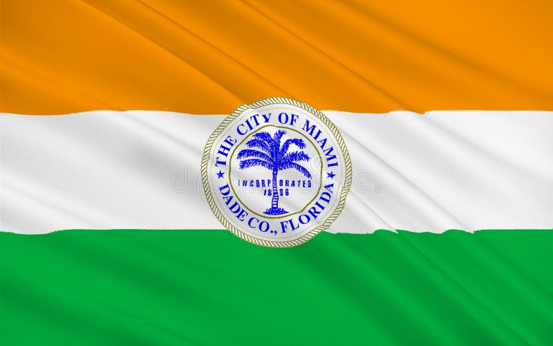 Bandera De La Ciudad De Miami En La Florida, Los E.E.U.U. Imagen de ...