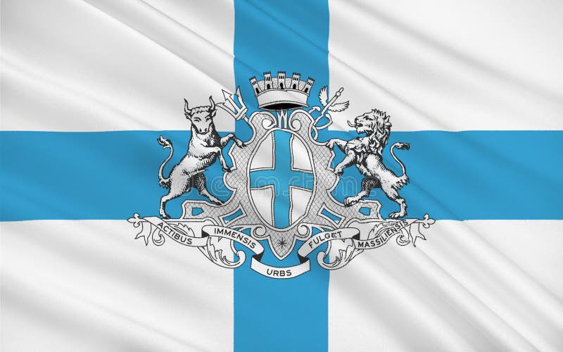 Bandera De Marsella, Francia Stock de ilustración - Ilustración de ...