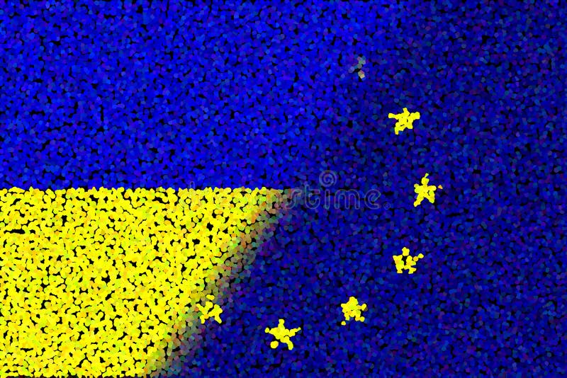 European Union EU and Ukraine. European Union Flag and Ukraine Flag ...