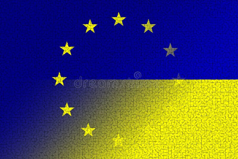 European Union EU and Ukraine. European Union Flag and Ukraine Flag ...