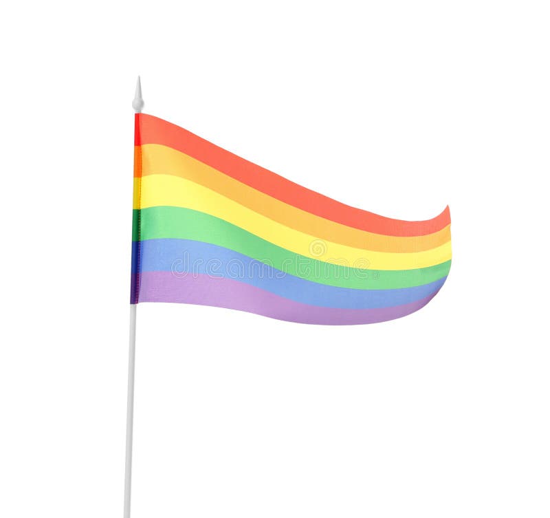 Bandera Lgbt Arcoiris Brillante Aislada En Blanco Foto De Archivo