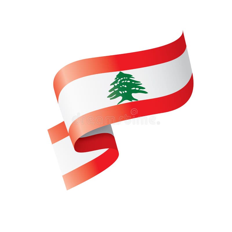 Bandera Libanesa, Ejemplo En Un Fondo Blanco Stock de ilustración ...
