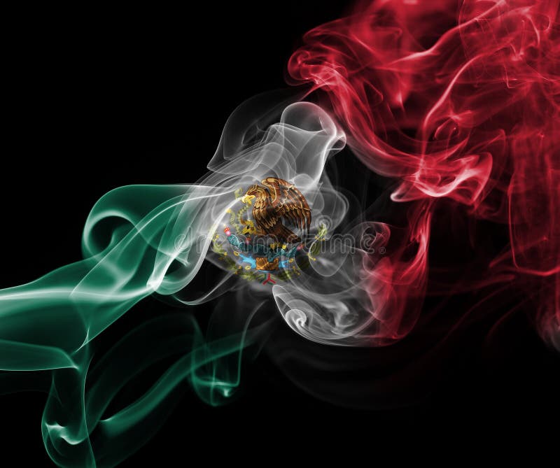 Bandera Nacional Del Humo De México Aislada En Un Fondo Negro Imagen de ...
