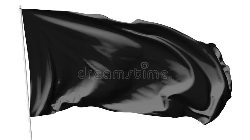 Bandera Negra En La Asta De Bandera Que Agita En Viento Stock de ...