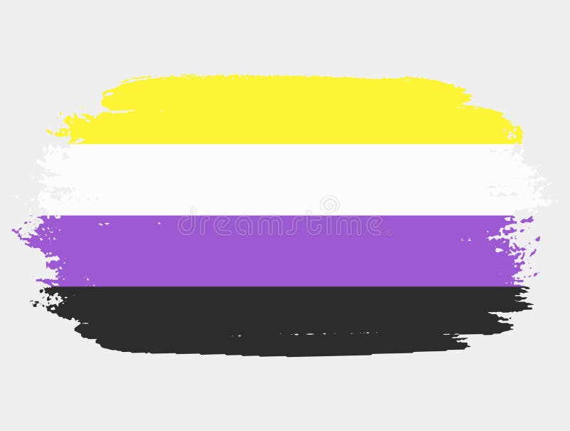 Bandera No Binaria Pintada Con Pincel Sobre Fondo Blanco Concepto De