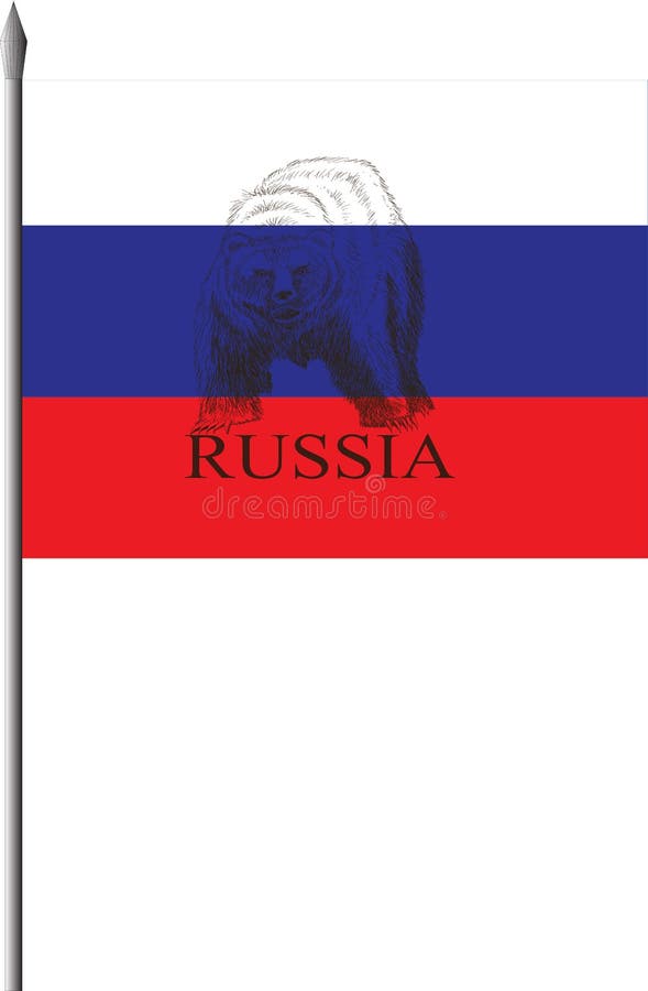Bandera rusa con un oso stock de ilustración. Ilustración de ...
