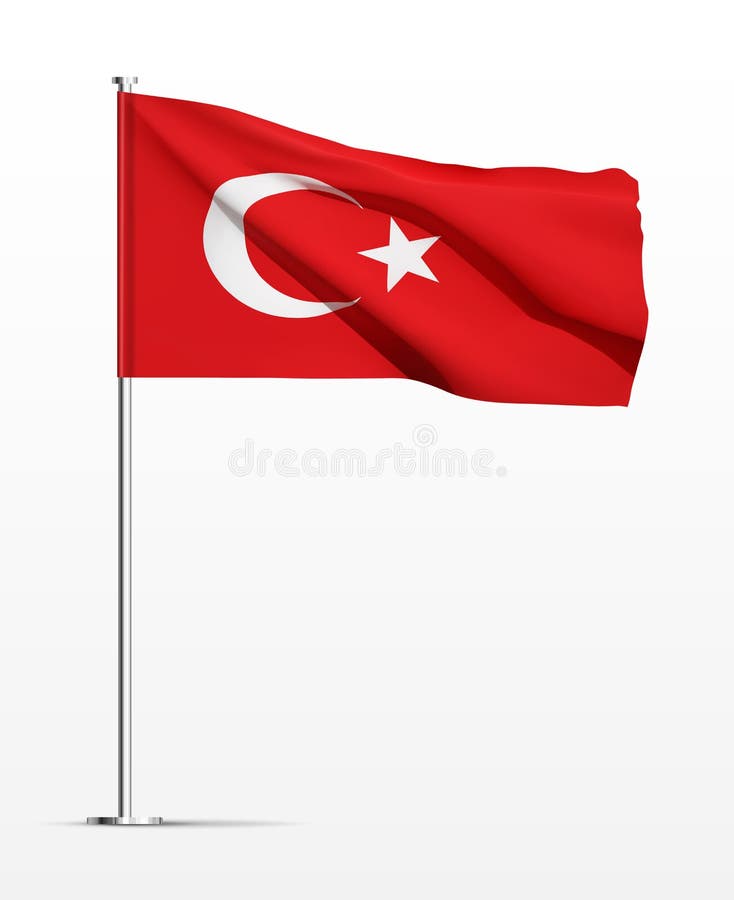 Bandera turca en un poste ilustración del vector. Ilustración de ...