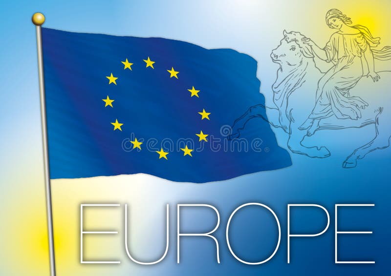 Bandera Y Símbolo De Europa Stock de ilustración - Ilustración de ...