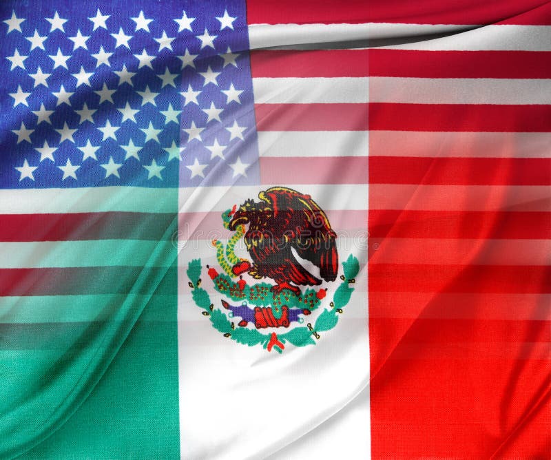 Banderas Americanas Y Mexicanas Juntas Foto de archivo - Imagen de ...