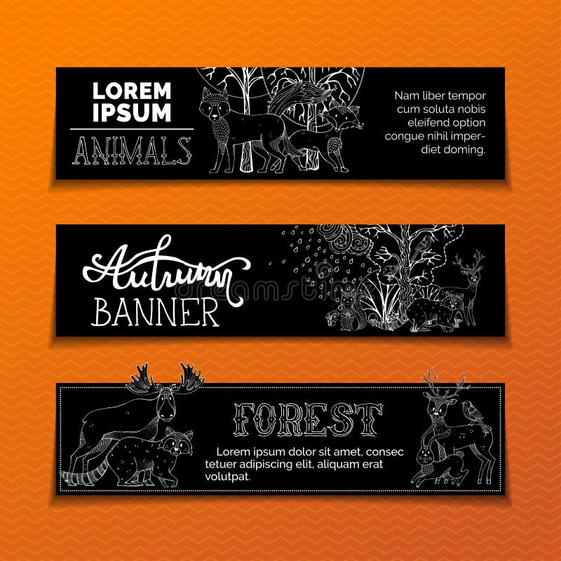 Banderas Animales Horizontales Del Vector Fijadas Ilustración del ...