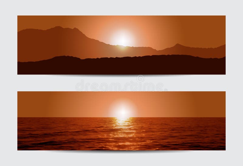 Banderas De La Puesta Del Sol Ilustración del Vector - Ilustración de ...