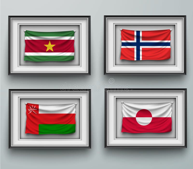 Banderas Que Agitan En Marco En La Pared Stock de ilustración ...