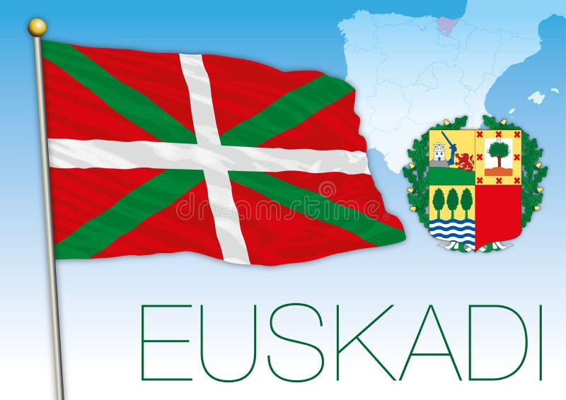 Bandiera, Stemma E Mappa Di Paese Basca Illustrazione Vettoriale ...