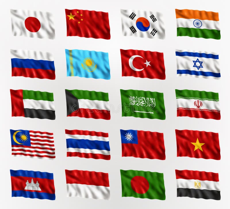 Bandiere D'ondeggiamento Dell'Asia Illustrazione Vettoriale ...