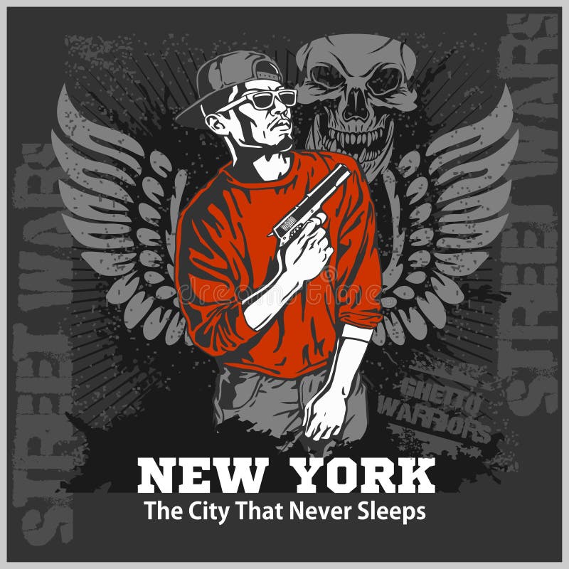 Bandit and Gun. Man with Revolver. Vector Illustration Stock Vector ...