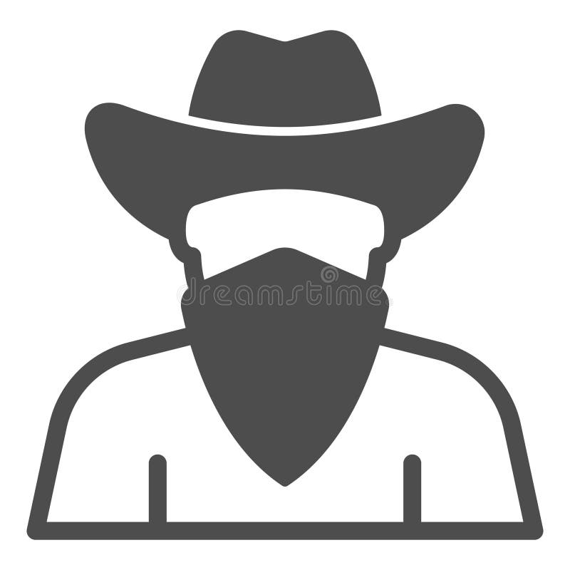 Bandit Man with Face Mask Solid Icon, West Desert Concept. Vector ...