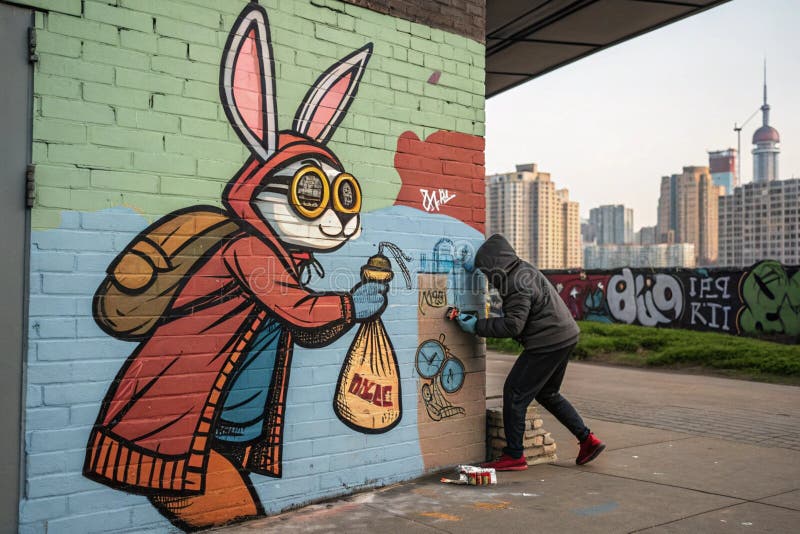 Bandit Rabbit Grafity - Generated by Ai Stock Illustration ...