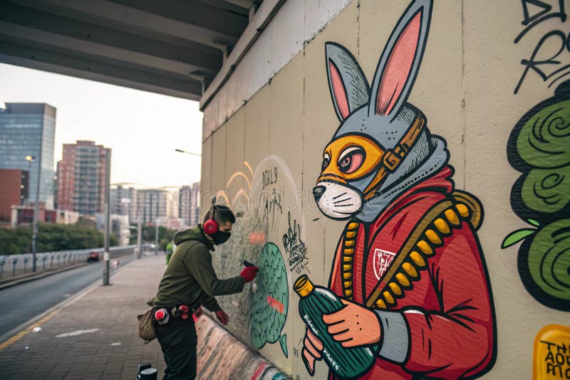 Bandit Rabbit Grafity - Generated by Ai Stock Illustration ...