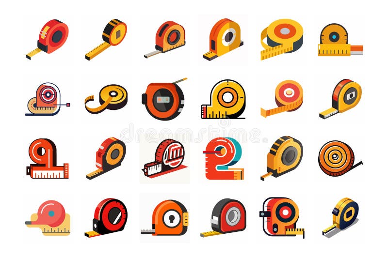 Bandle Tape Measures and Flexible Measuring Tools Vector Illustration ...