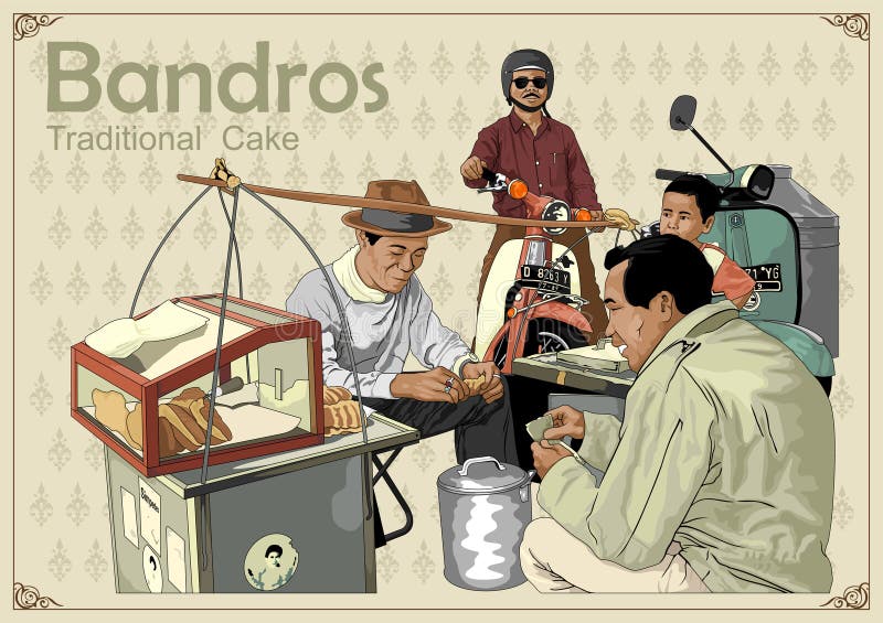 Bandros Traditional Cake Vendor Vector Illustration Stock Vector ...
