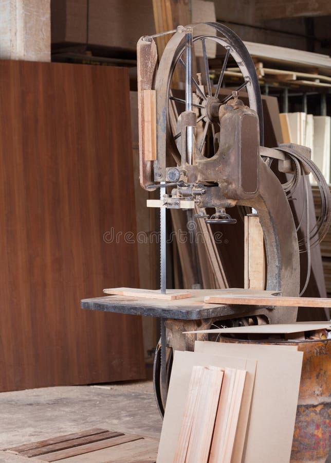 Bandsaw Cutting Wood in Workshop Stock Image - Image of sawing, cutting ...