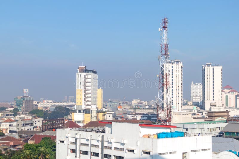Telecommunication Tower in the Middle of Suburban Area in Bandung, West ...