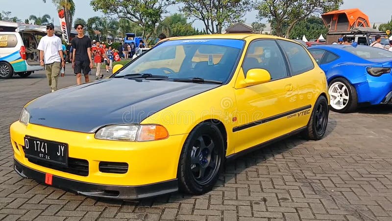 Modified Yellow Honda Civic EG6 Displayed in JDM Fest 2024 Outdoor Car ...