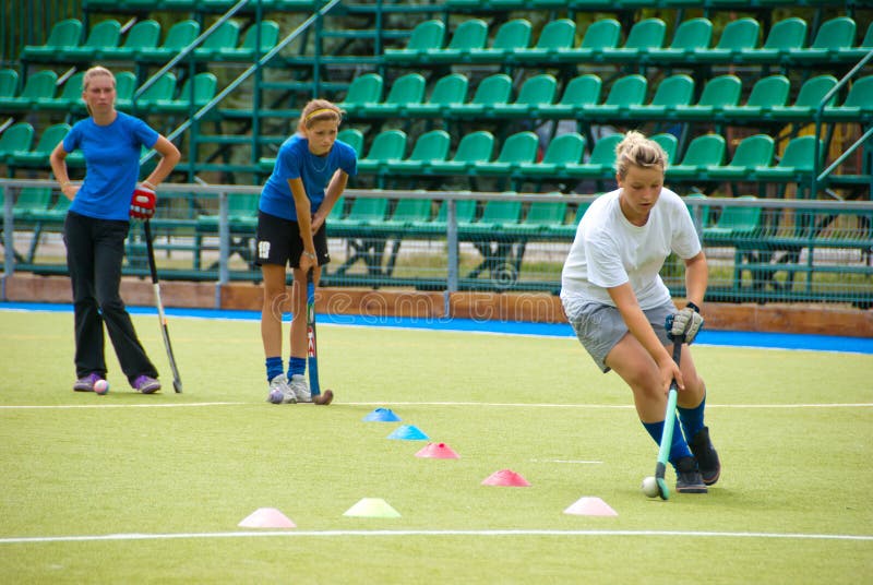 Bandy Girl Team Training on a Stadium Editorial Stock Photo - Image of ...