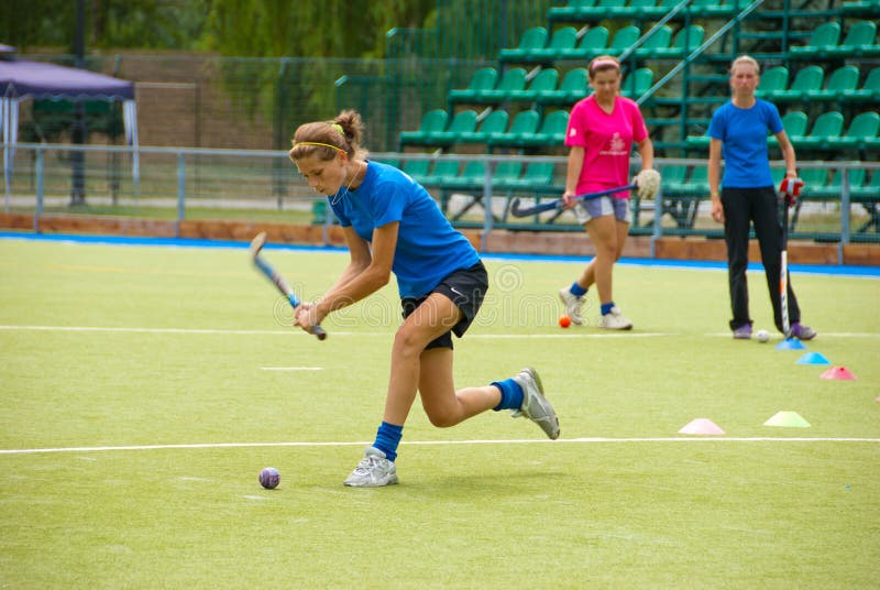 Bandy Girl Team Training on a Stadium Editorial Photo - Image of human ...