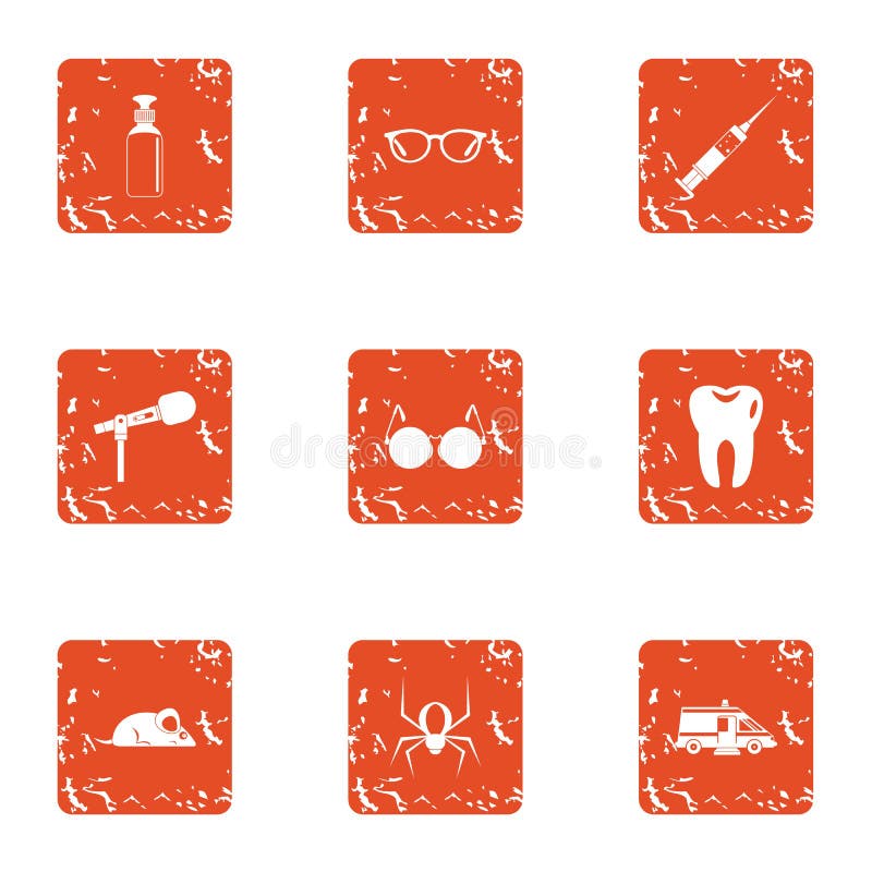 Bane Icons Set, Grunge Style Stock Vector - Illustration of disease ...