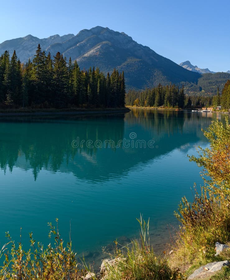Banff Bow River, Mountains 2 Stock Image - Image of canoe, ecology ...