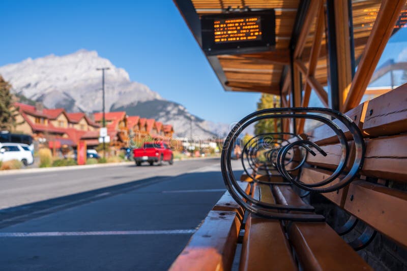 Banff High School Transit Hub. Alberta, Canada. Stock Photo - Image of ...