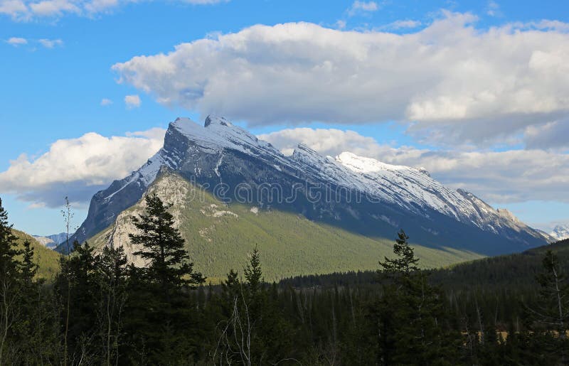 Mt Rundle under cloud stock photo. Image of forest, park - 142463096