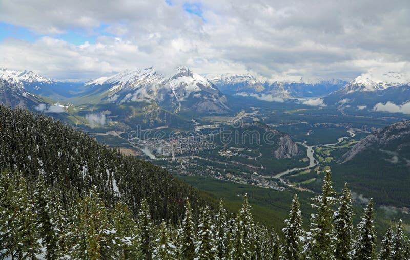 View at Banff and Bow River Valley Stock Photo - Image of rockies ...