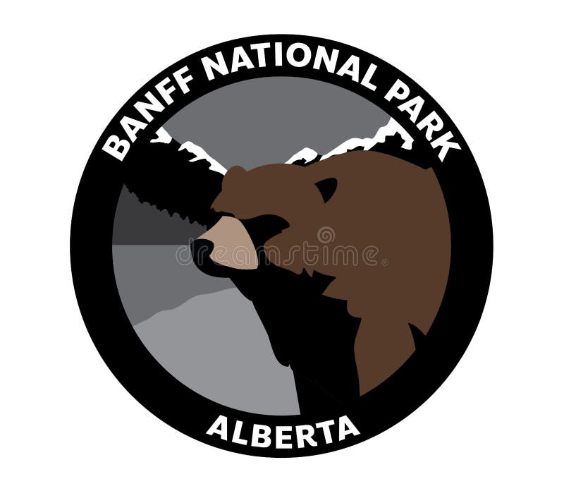 Banff NATIONAL PARK Grizzly Bear Vector Logo Stock Vector ...